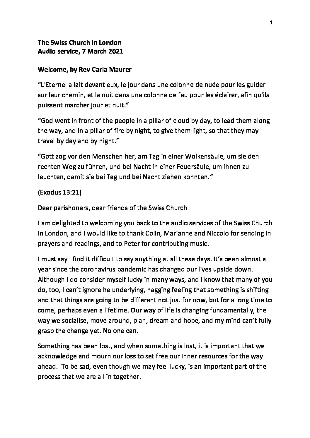 Service 7 March 2021_Script - Swiss Church in LondonSwiss Church in London